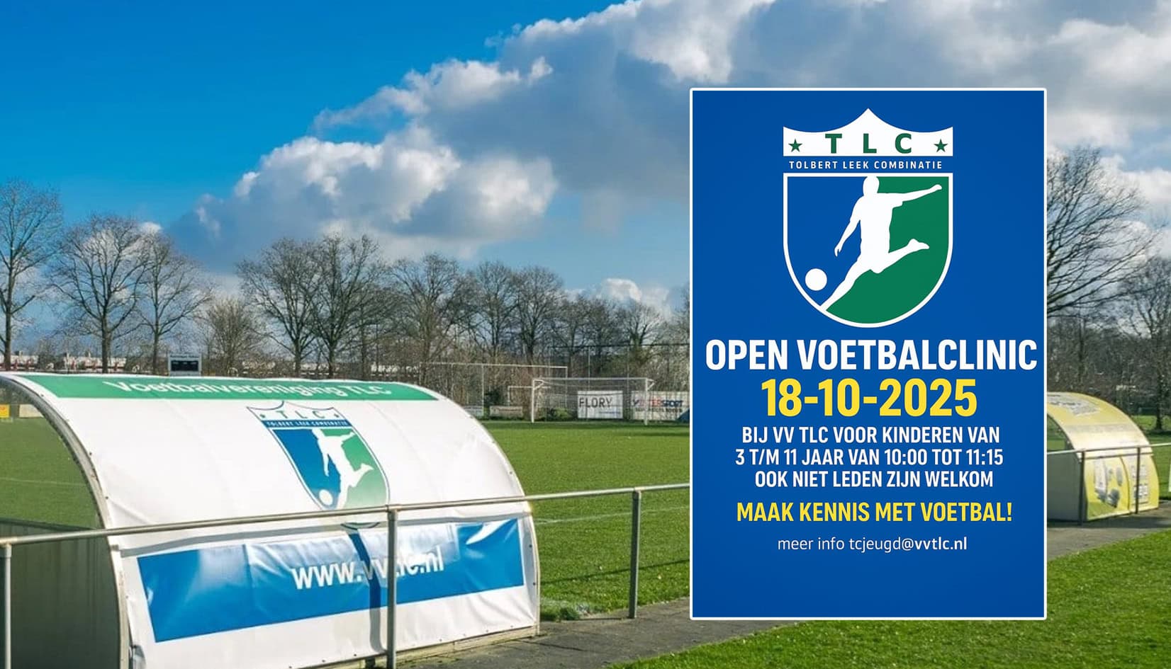 Gratis voetbalclinic bij VV TLC voor kinderen van 3 tot 11 jaar | InfoLeek